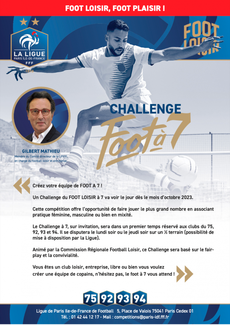 Challenge Foot Loisir à 7 – communication départementale – DISTRICT DU VAL-DE-MARNE DE FOOTBALL